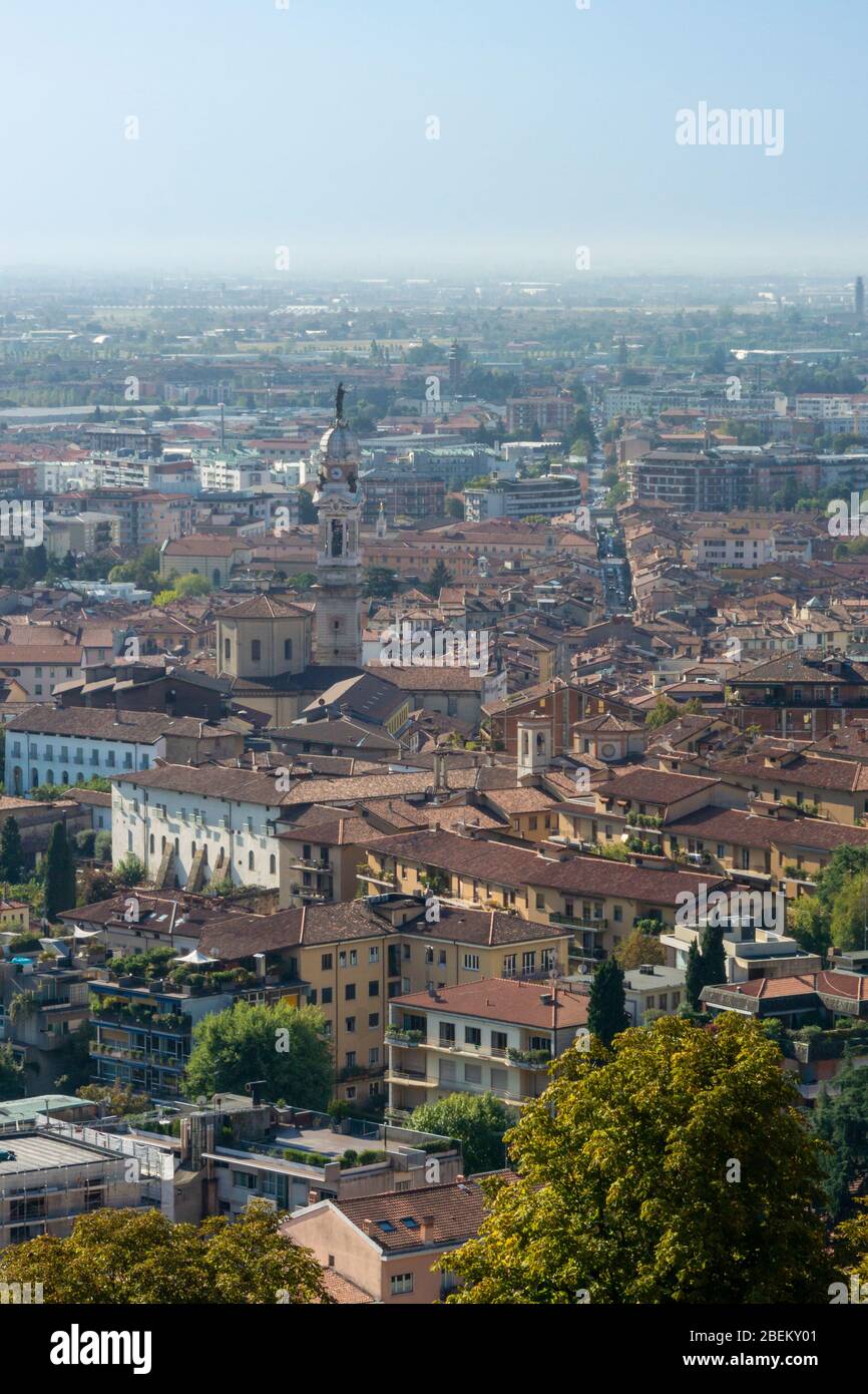Aerial view of the city of Bergamo in the Lombardy region, Italy ...