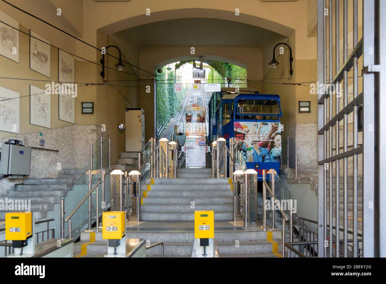 Funicular railway station to Bergamo Alta, Lombardy, Italy Stock Photo ...