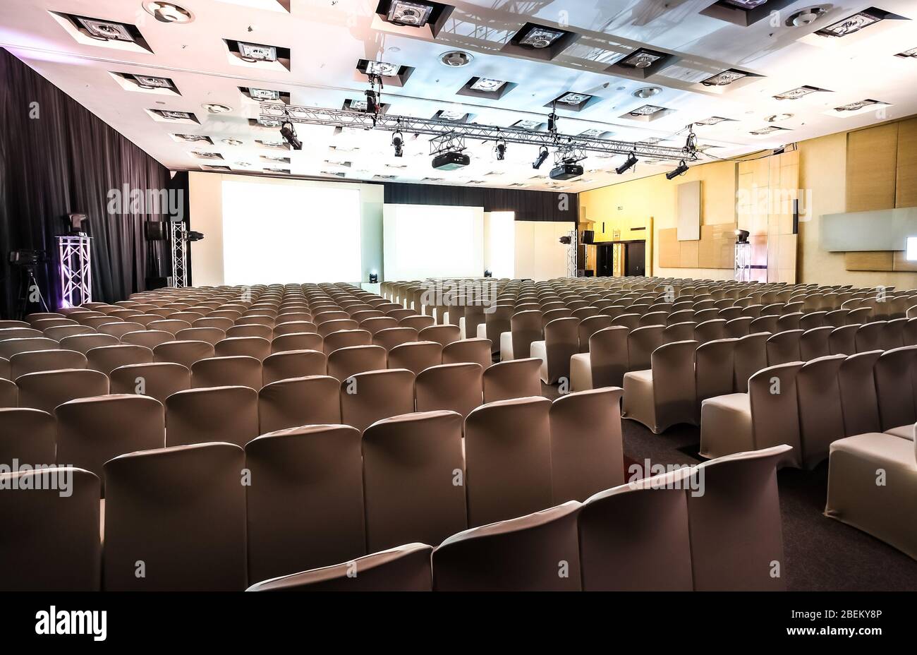 Rows of empty chairs in large Conference hall for Corporate Convention ...
