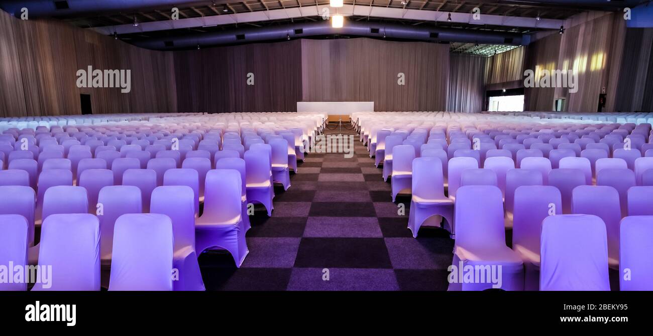 Rows of empty chairs in large Conference hall for Corporate Convention ...