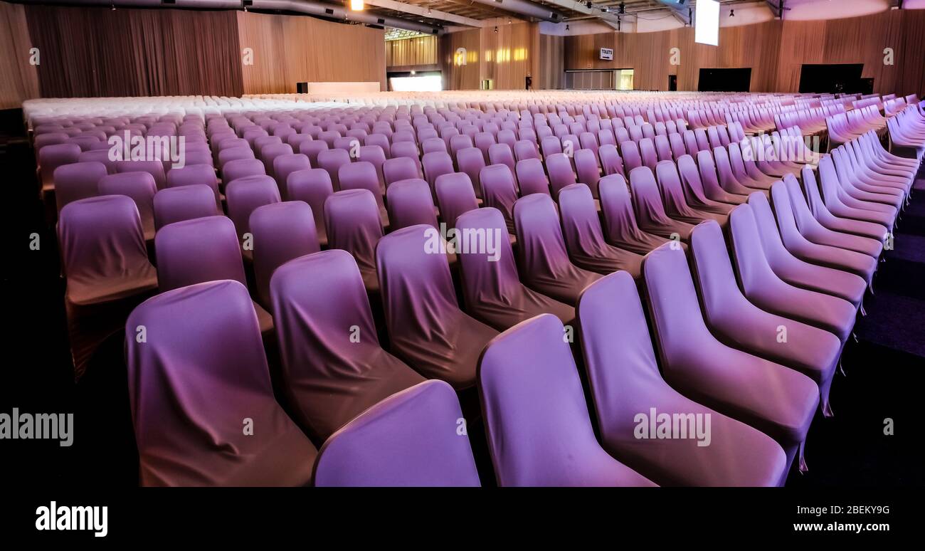 Rows of empty chairs in large Conference hall for Corporate Convention ...