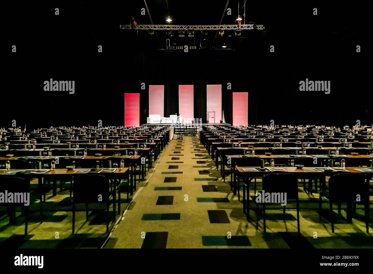 Rows of empty chairs in large Conference hall for Corporate Convention ...