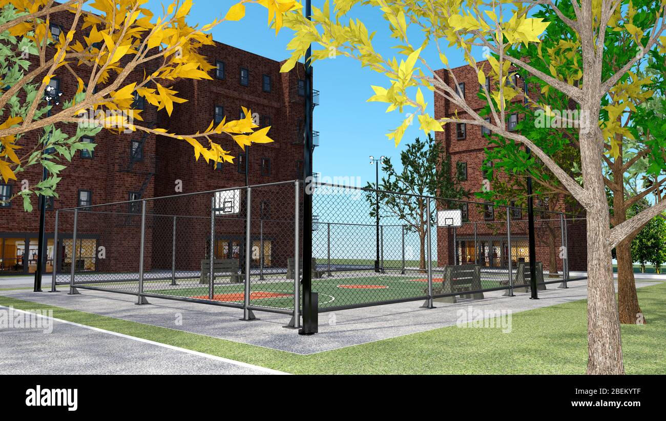 Empty bench basketball court hi-res stock photography and images - Alamy