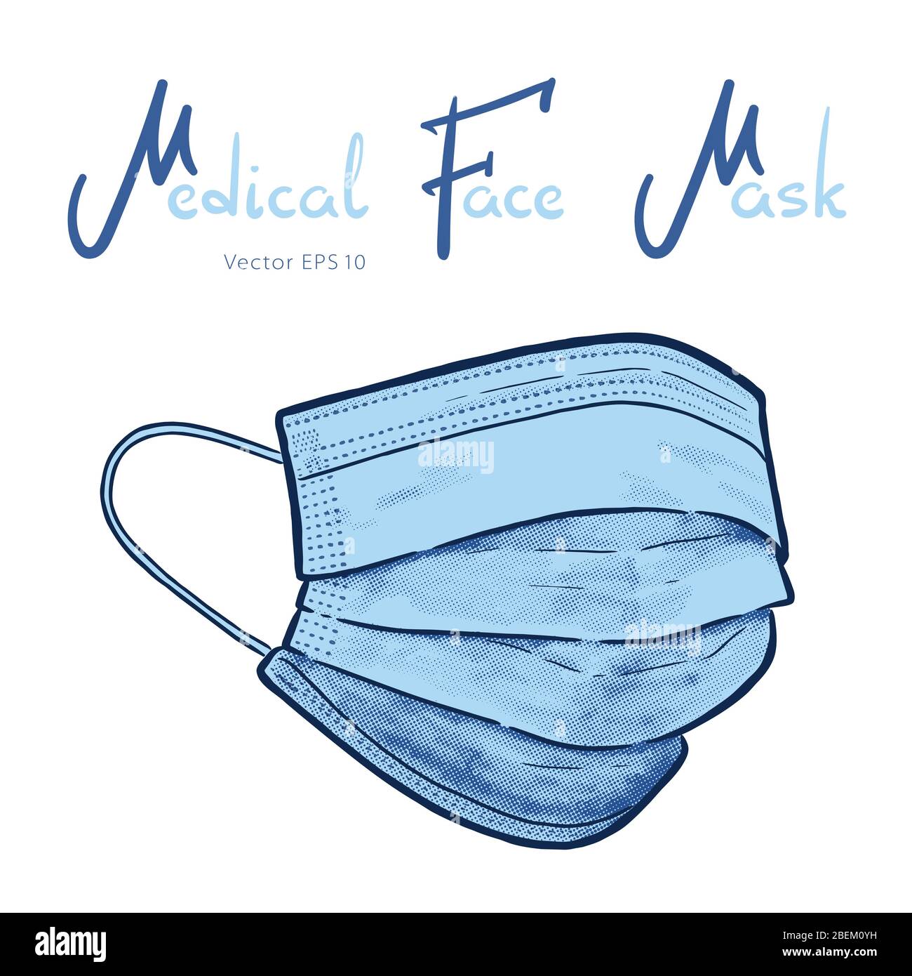 Medical face mask hand drawn vector illustration isolated on background ...