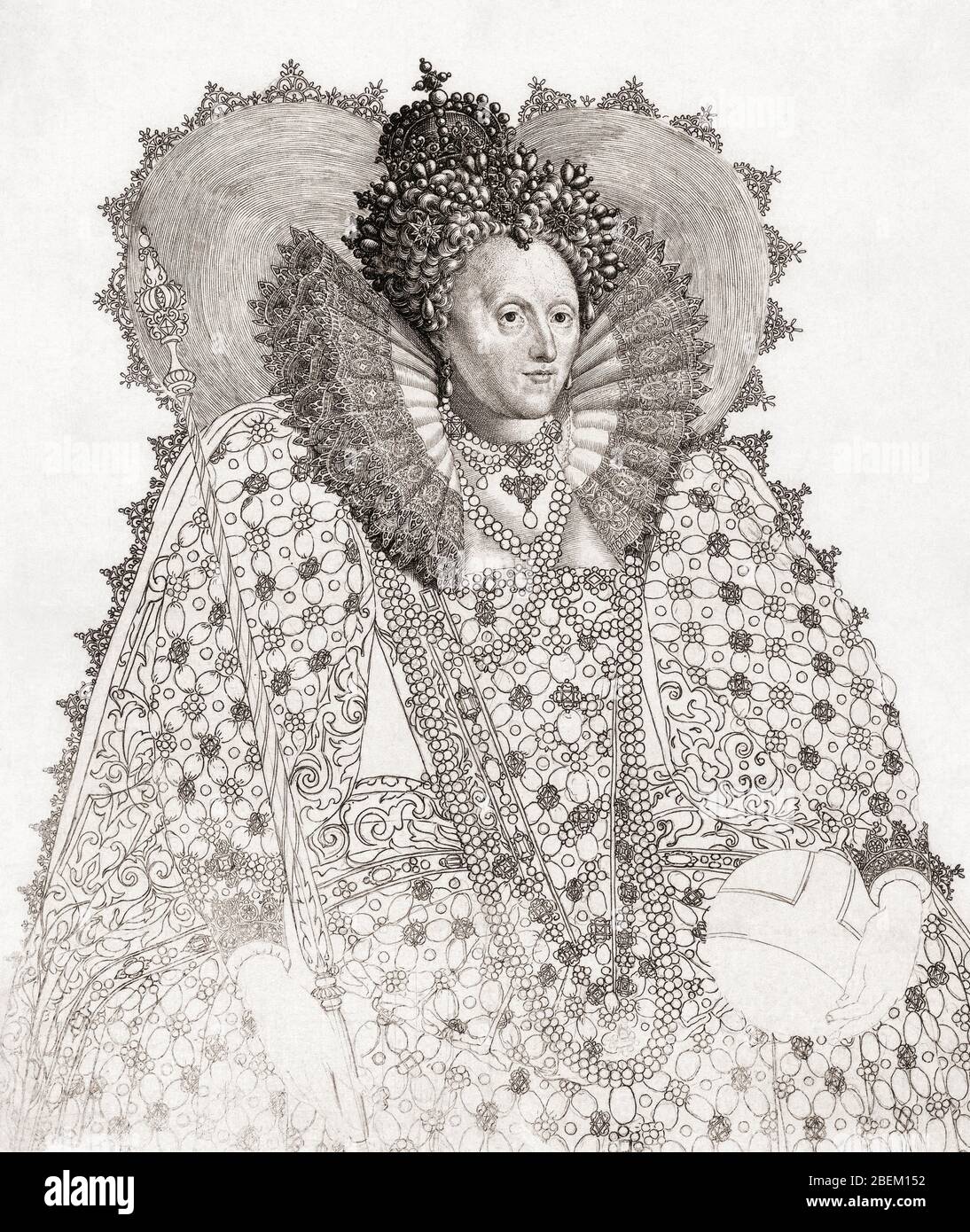 Elizabeth I, 1533 - 1603. Queen of England. From a 17th century ...