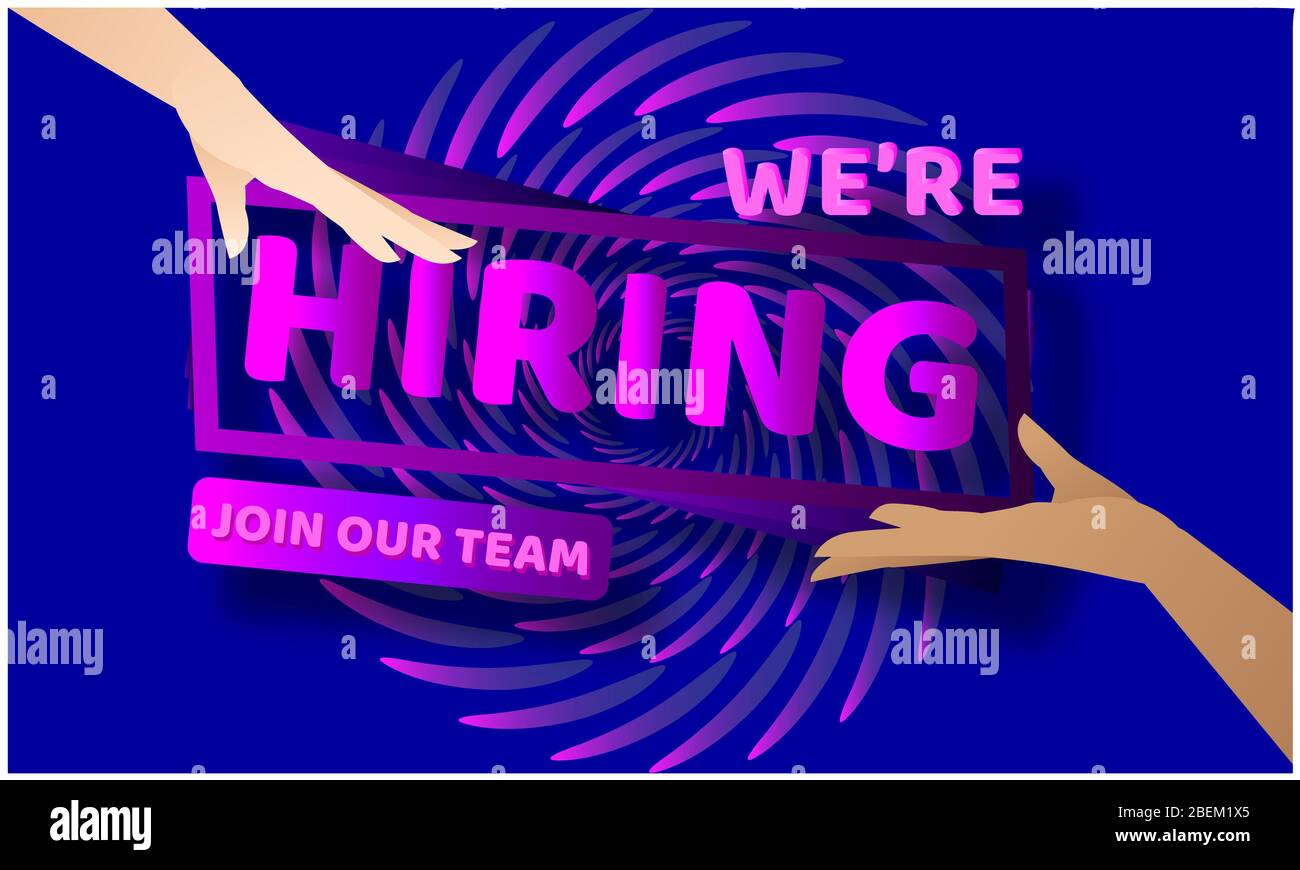 hiring advertisement with hands on abstract background Stock Photo - Alamy