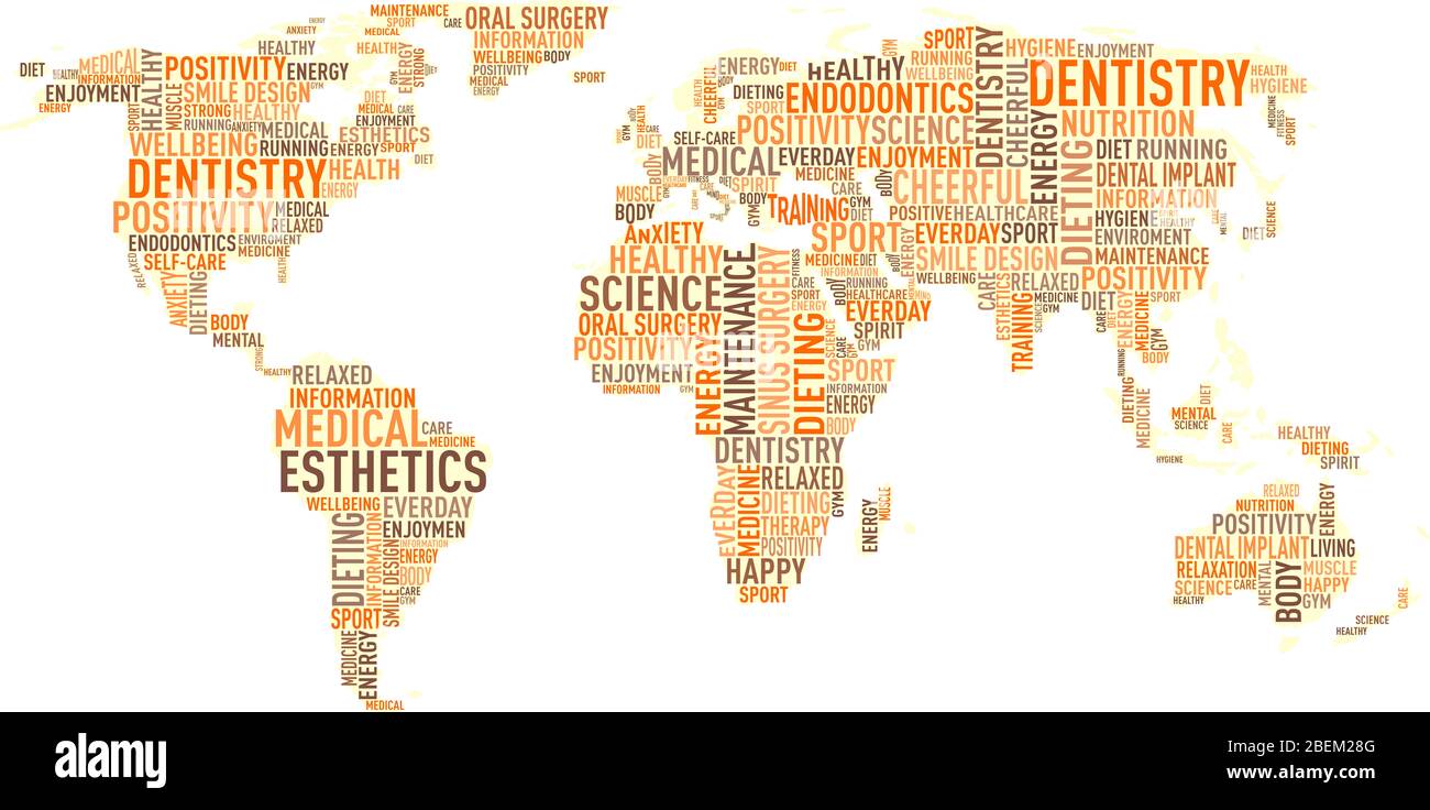 Dental Typography map of the World -JPG and vector Stock Photo - Alamy