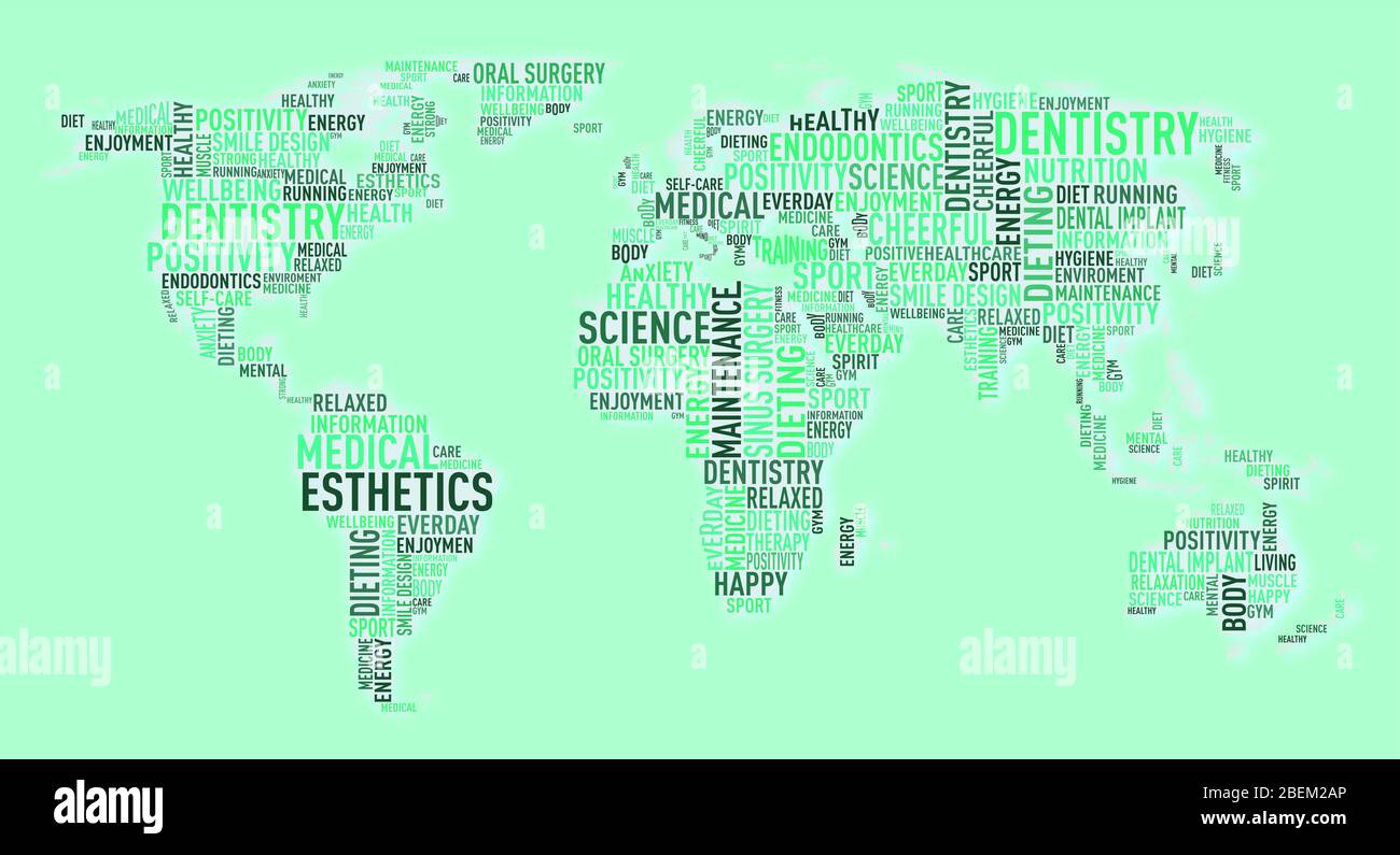 Dental Typography map of the World -JPG and vector Stock Photo - Alamy
