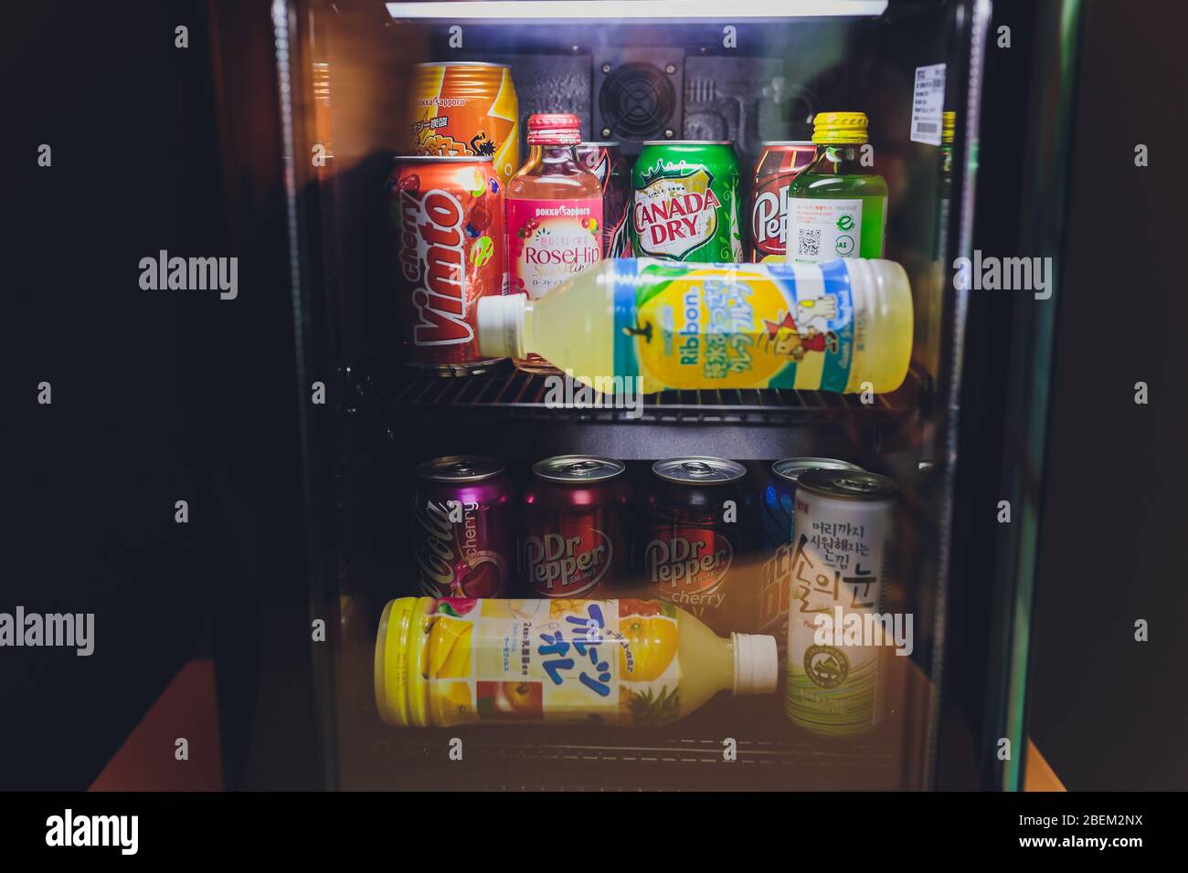 Ufa, Russia, Soda Shop, 3 July, 2019: Grocery store shelf with various ...