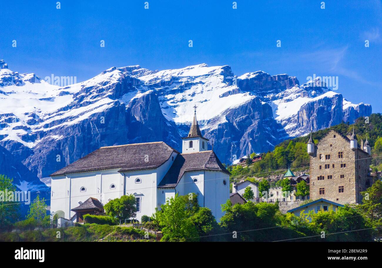 Historic landmark buildings-Chapelle Baroque Ringacker and Rathaus Leuk ...