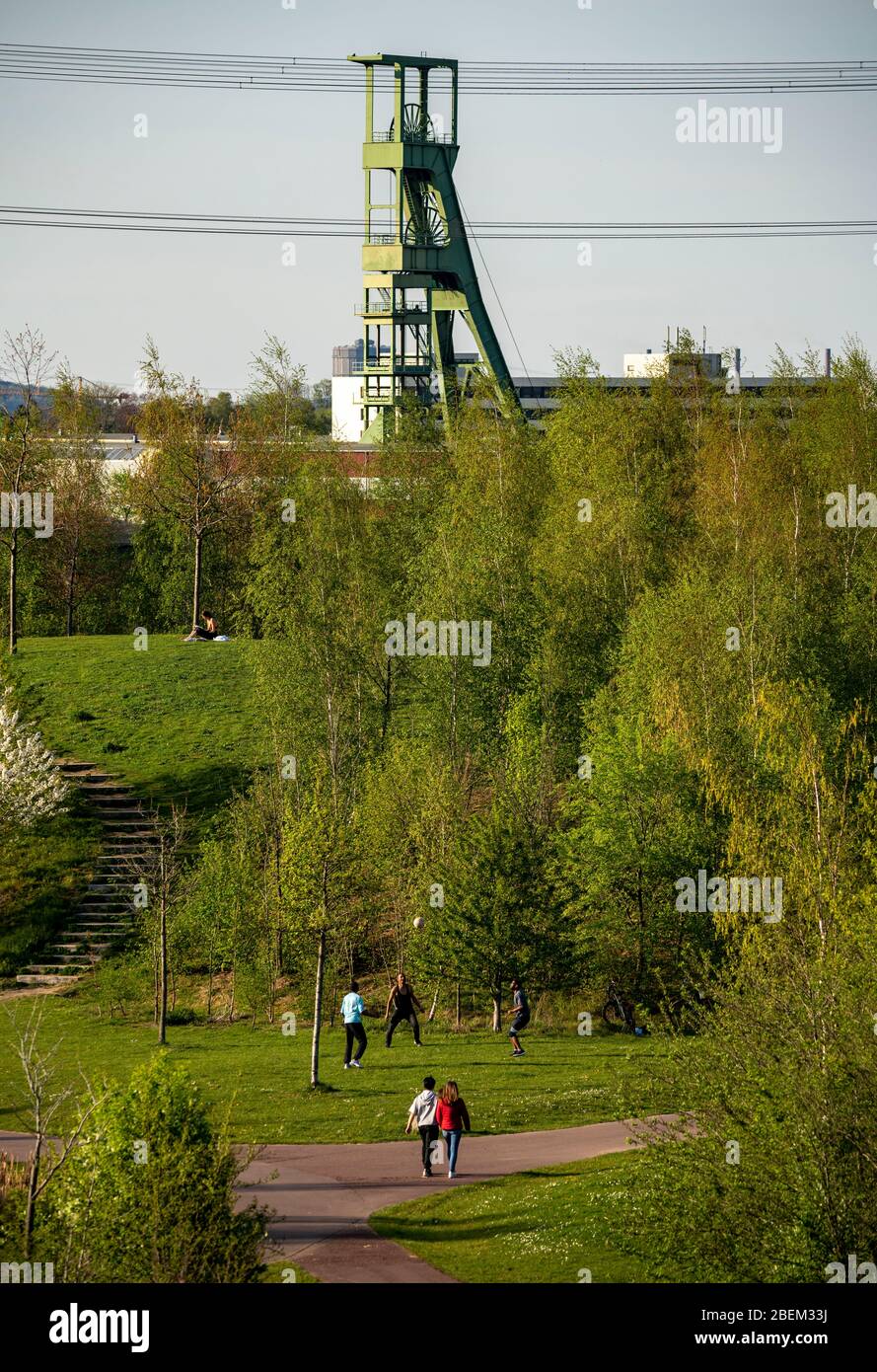 Krupp Park in Essen Altendorf, winding tower of the former Amalie ...