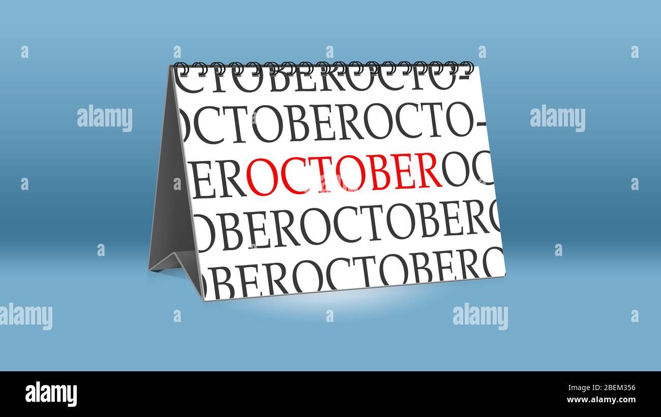 A calendar for the desk shows the month of October Stock Photo - Alamy
