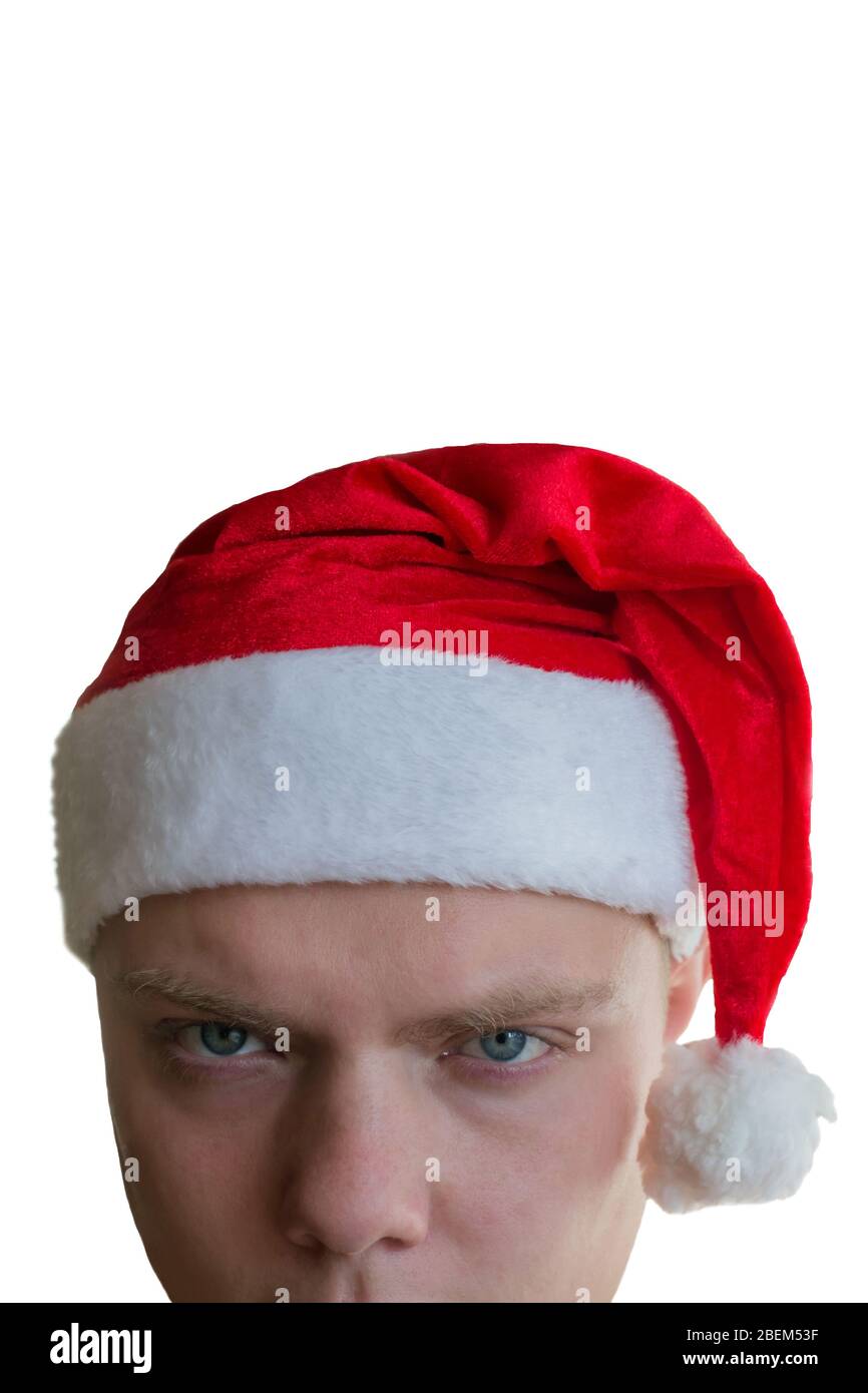 Head of tired wicked Santa Claus isolated on the white background Stock ...