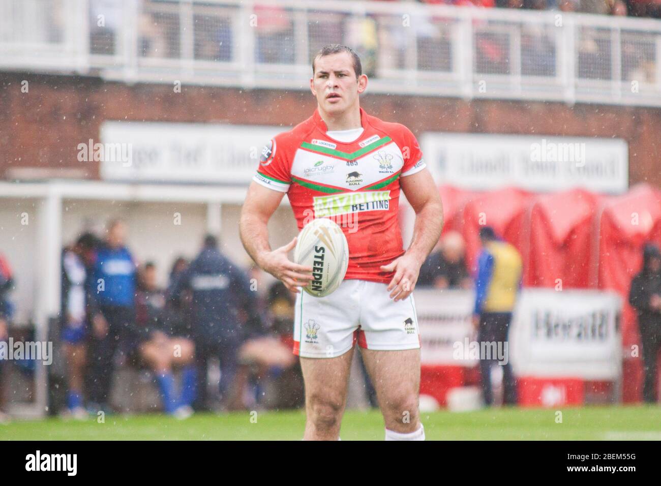 Steve Parry of Wales in action. Wales v Serbia at Stebonheath Park on ...