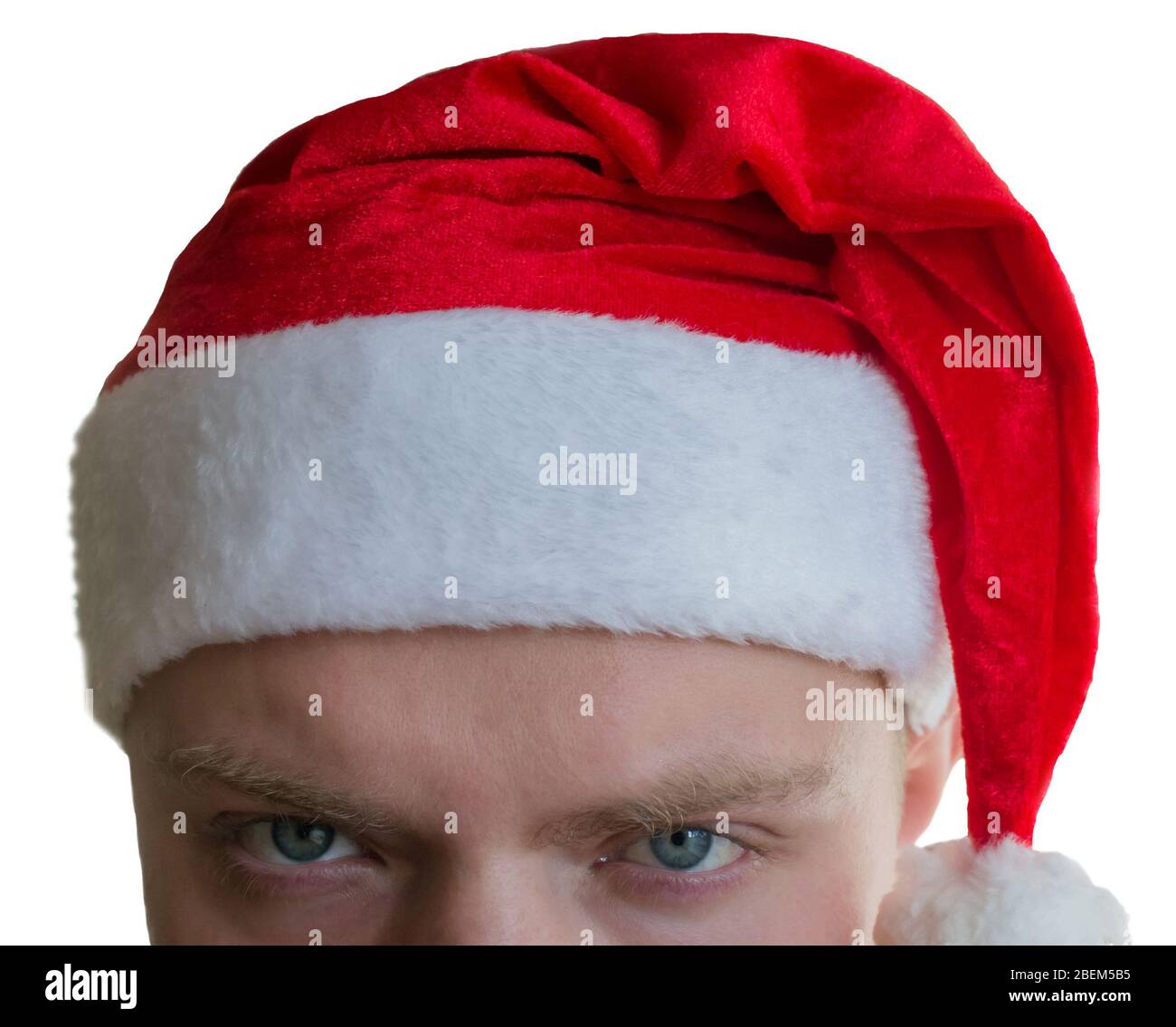 Head of tired wicked Santa Claus isolated on the white background Stock ...
