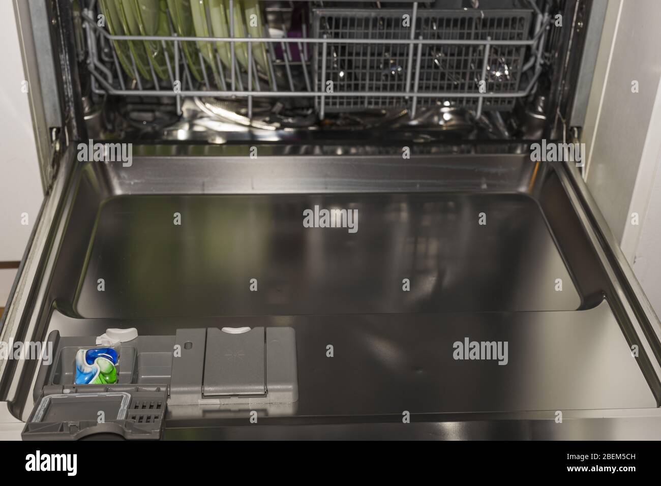 Close up view of open dishwasher. Technology background Stock Photo - Alamy