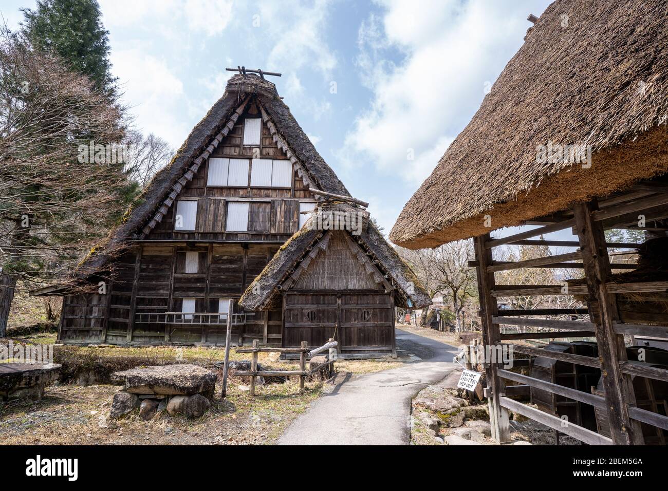 Hida Folk Village (Hida no Sato) with traditional HIda region houses ...