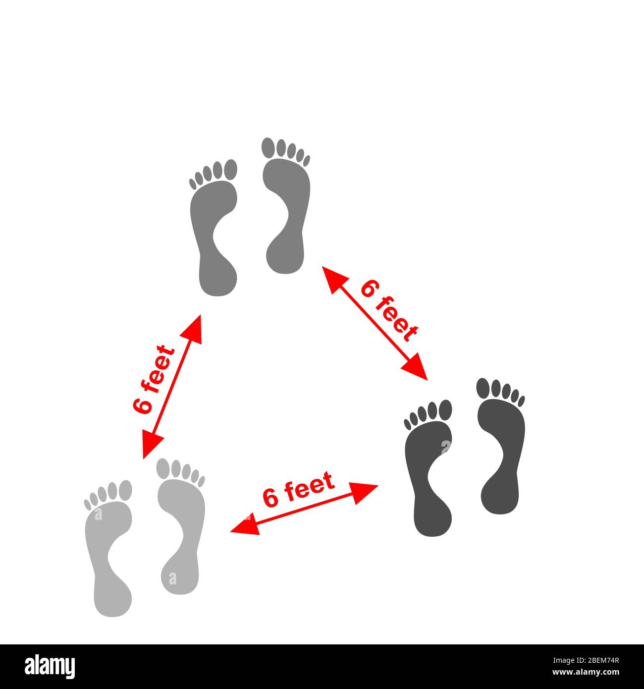 Keep your distance, footprints in one illustration Stock Photo - Alamy