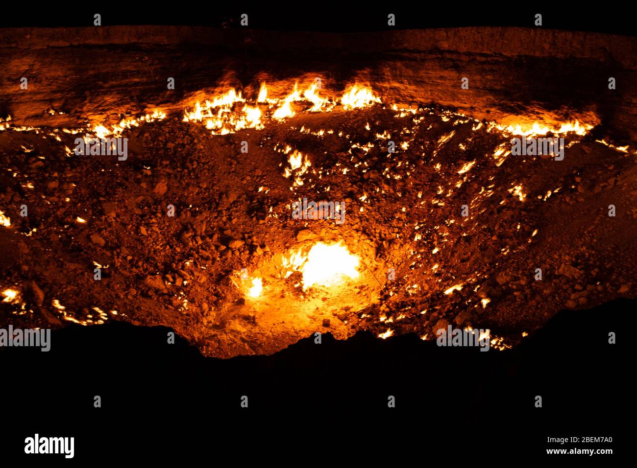 Night time photo of the Darvasa Crater, also known as the Doorway to ...