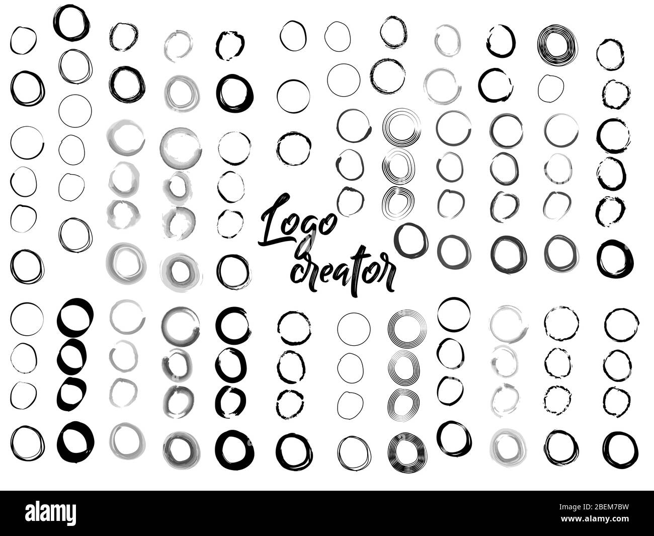 Set of unique ink sketched shapes for logotype, brand style, badge or ...