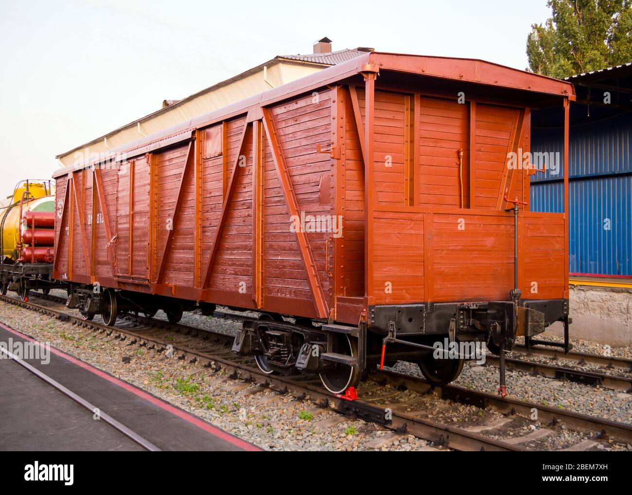 Voronezh, Russia - August 29, 2019: The four-axle covered freight car ...