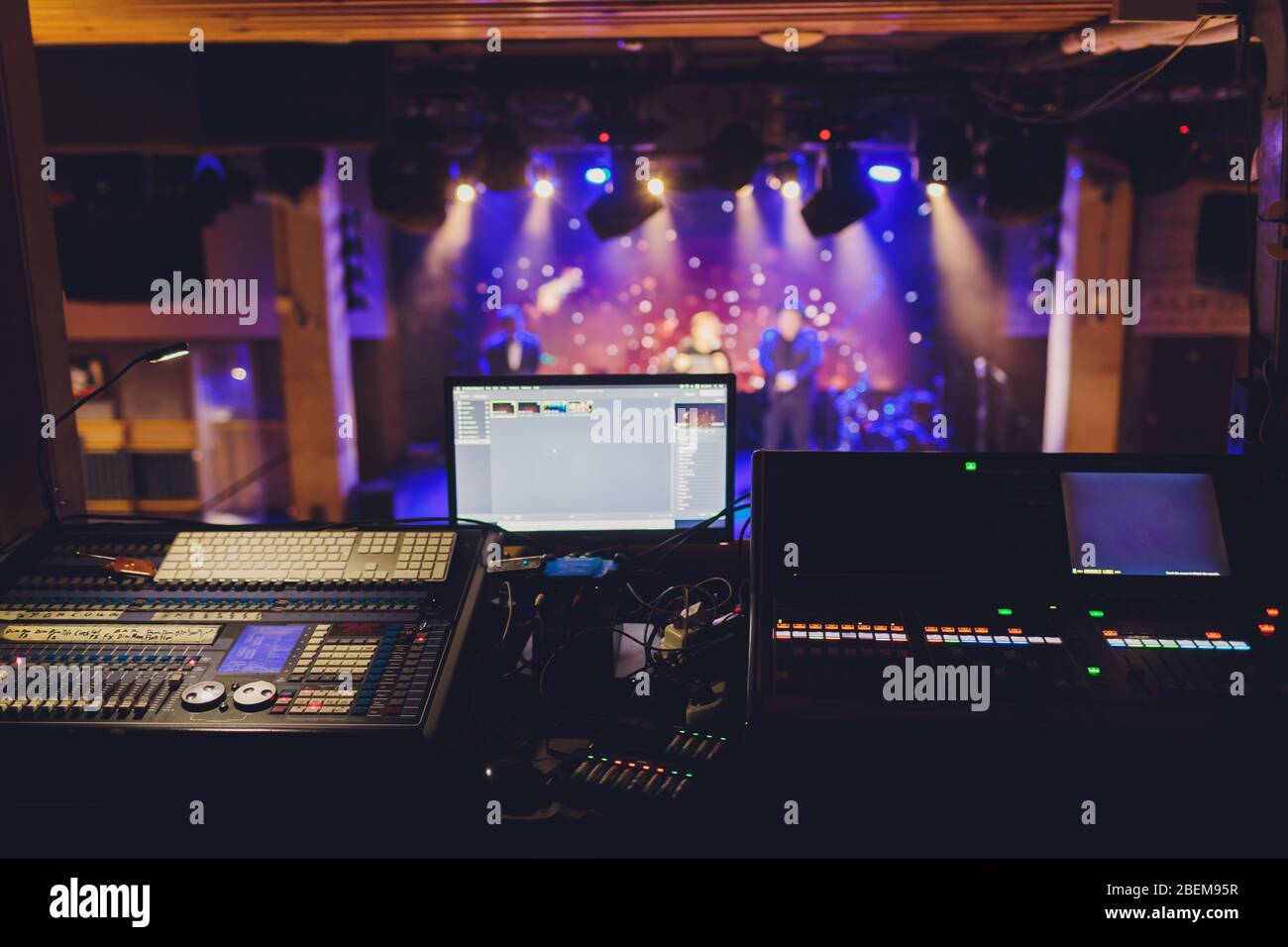 Working sound panel on the background of the concert stage Stock Photo ...