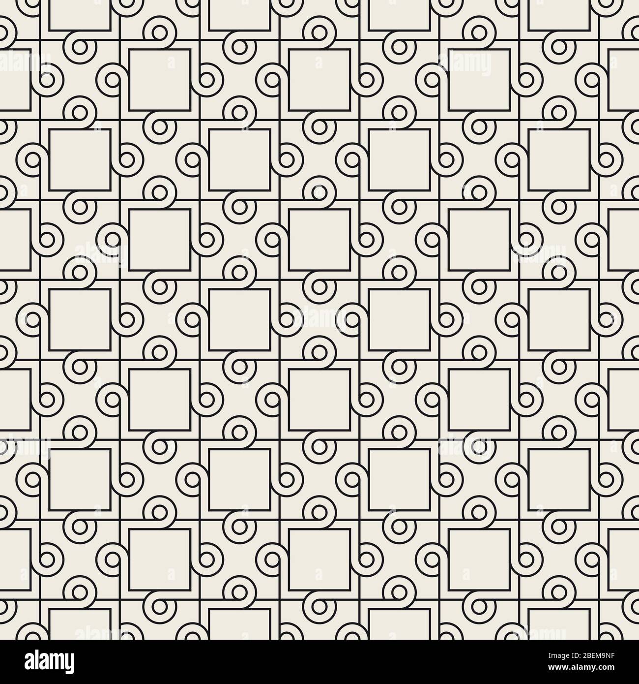 Vector seamless interlacing circles pattern. Simple abstract lattice. Repeating geometric tiles ...