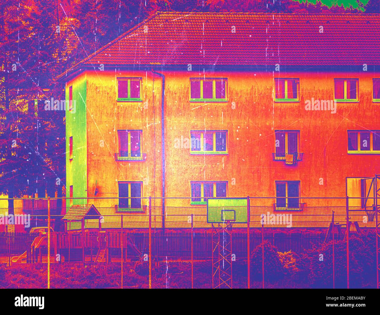 Filtered photo of old traditional house, building facade. Abstract ...