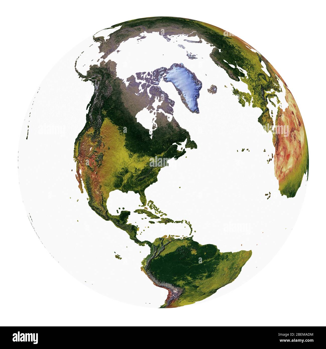 World Map showing land cover and shaded relief with a natural style and ...