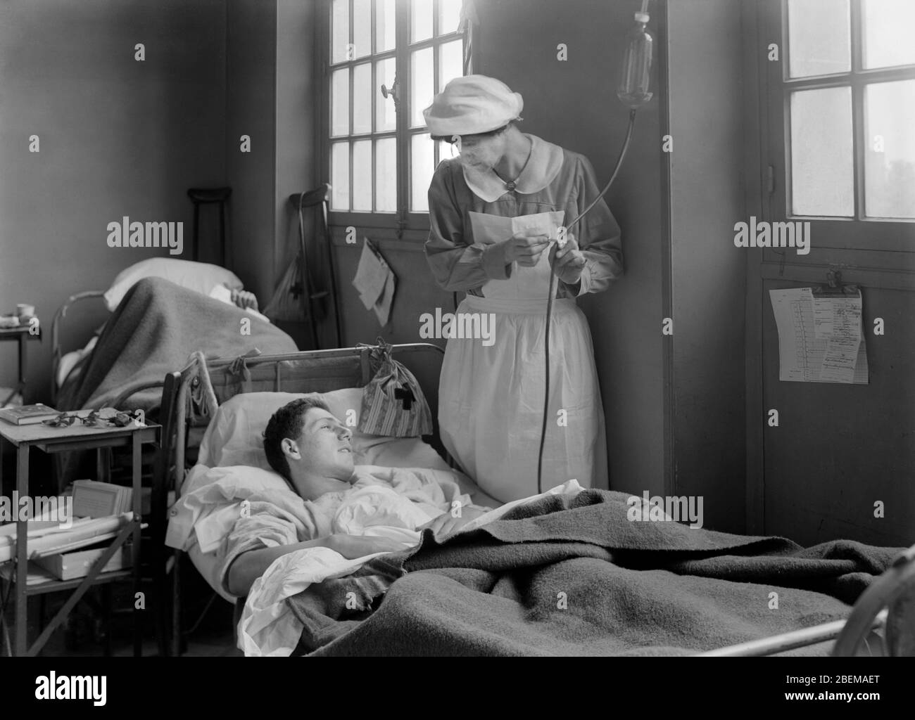 American Soldier with Nurse at American Military Hospital No. 1, which ...