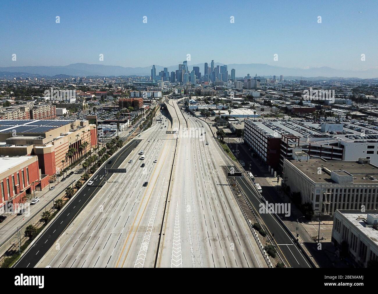 Los Angeles, California, USA. 14th Apr, 2020. An aerial view shows ...
