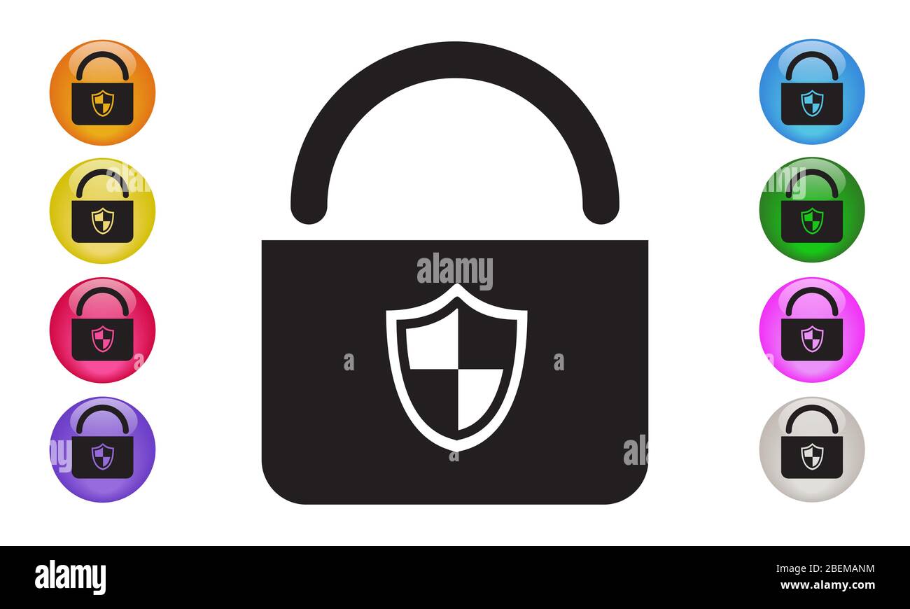 LOCK Security Shield Protection icon. Firewall, cyber security concepts ...
