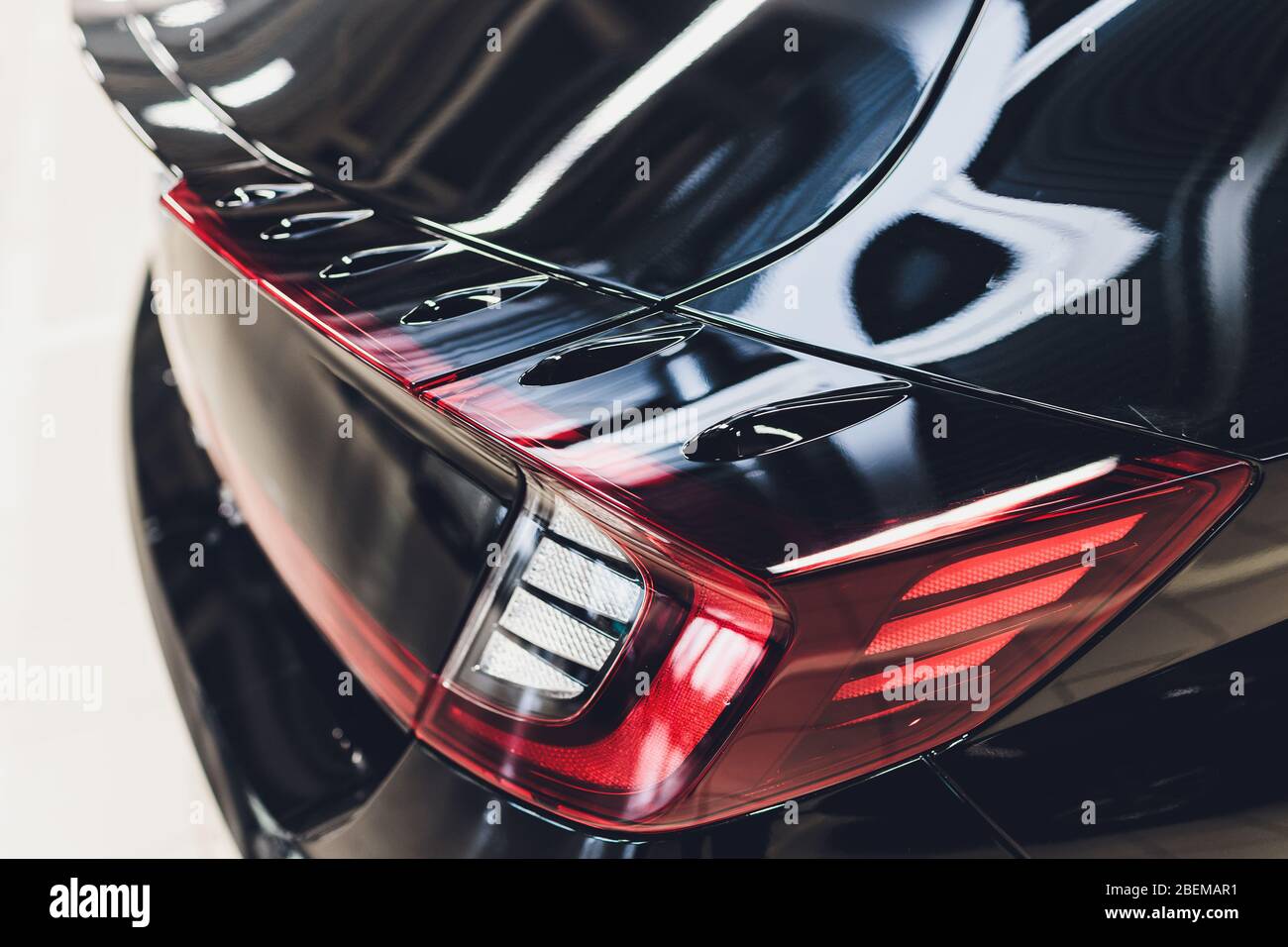 Car detail. New led taillight by night. The rear lights of the car, in ...