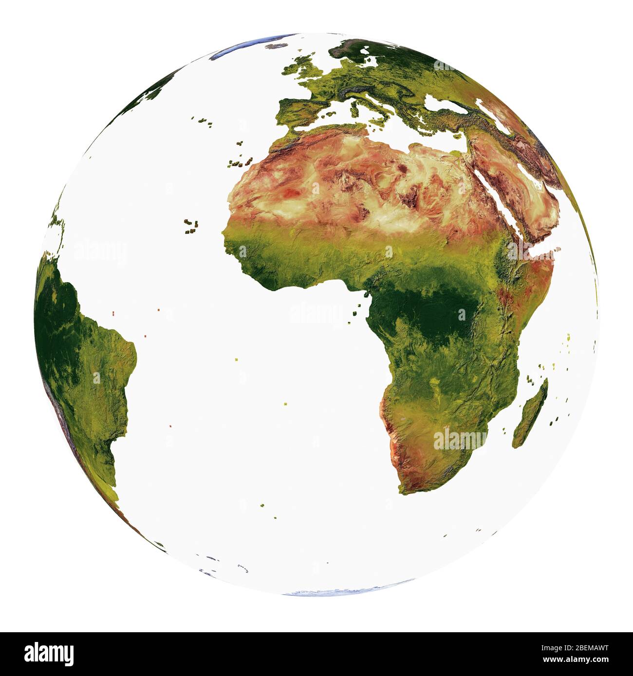World Map showing land cover and shaded relief with a natural style and ...