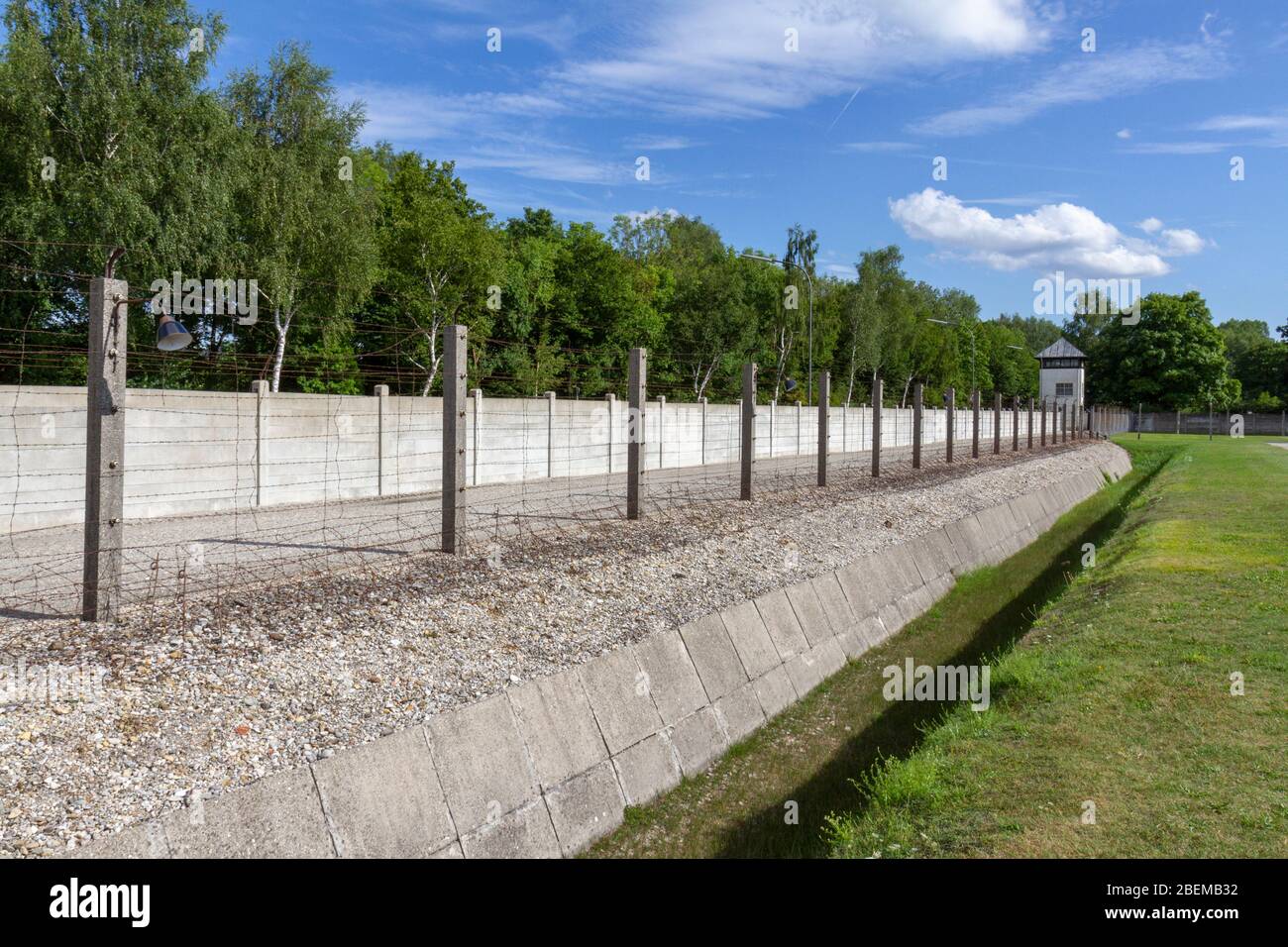 Ditch and fencing (reconstructed) at the former Nazi German Dachau ...