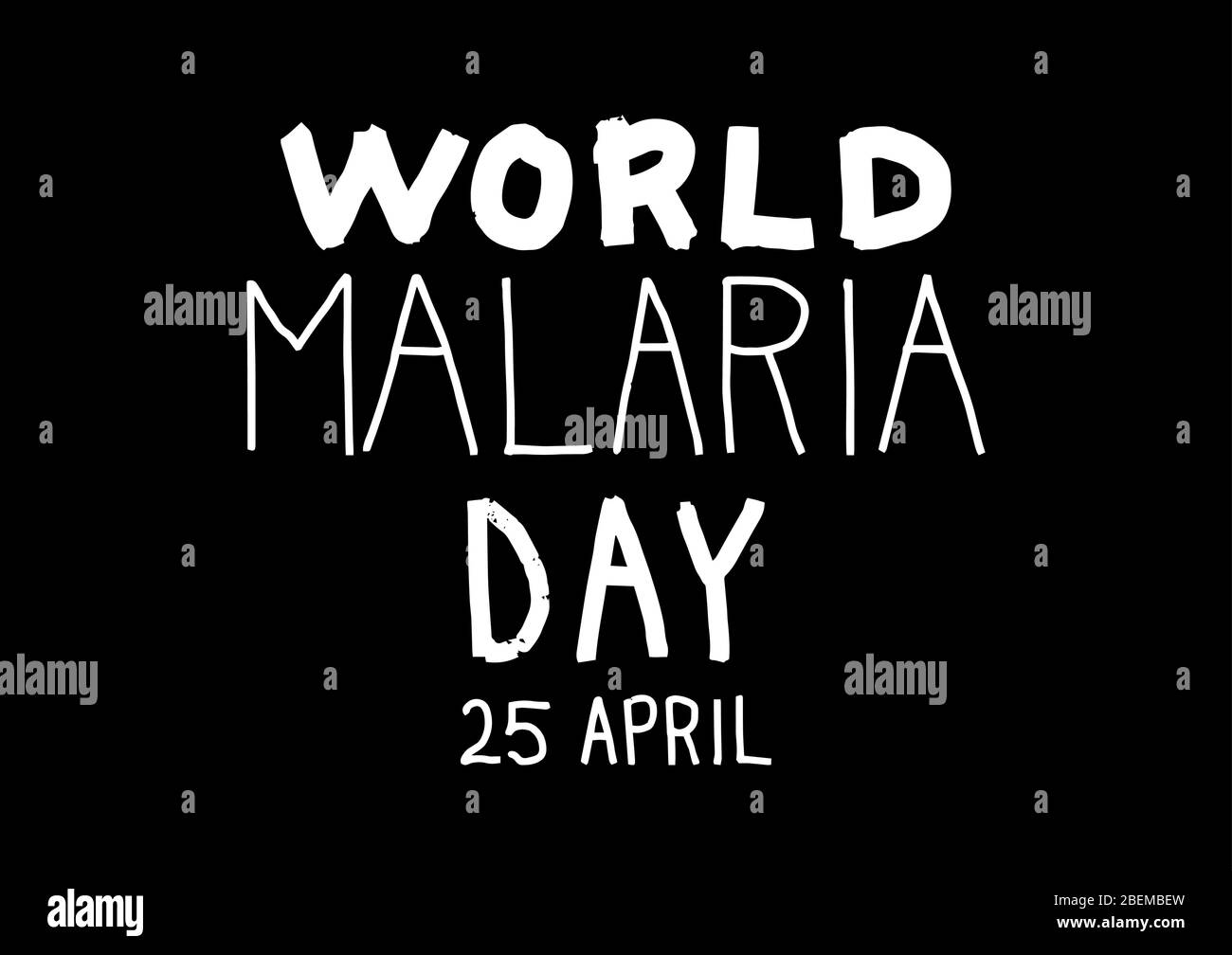 World malaria day. Outline vector text isolated on black background ...