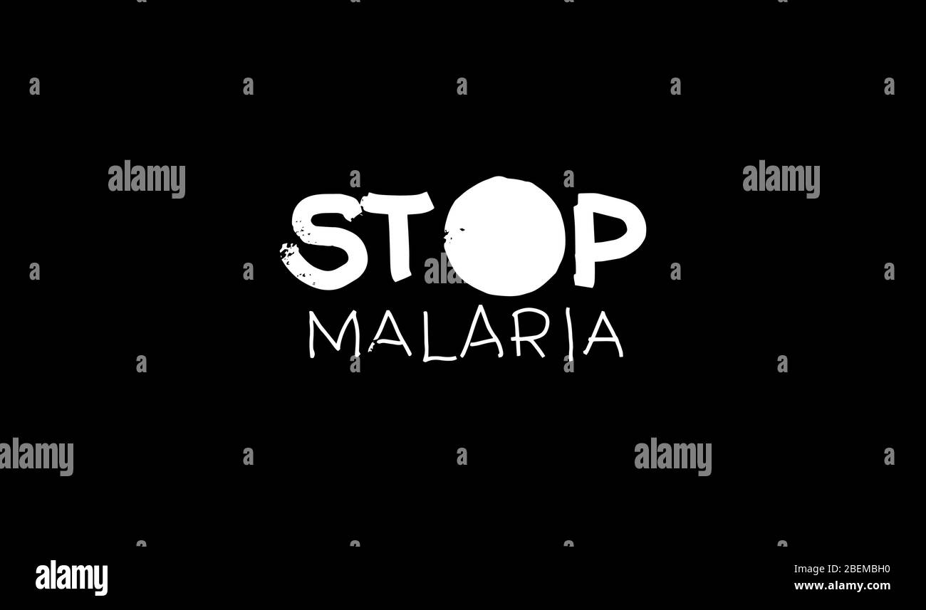 Stop Malaria. Outline vector text isolated on black background. Vector ...