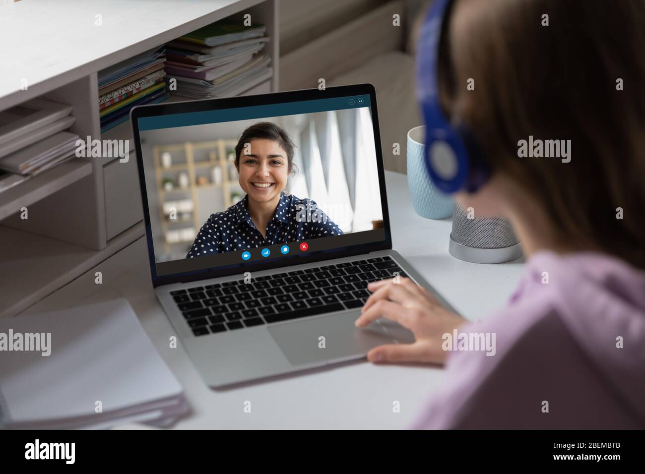 Indian teacher with students at computer hi-res stock photography and ...