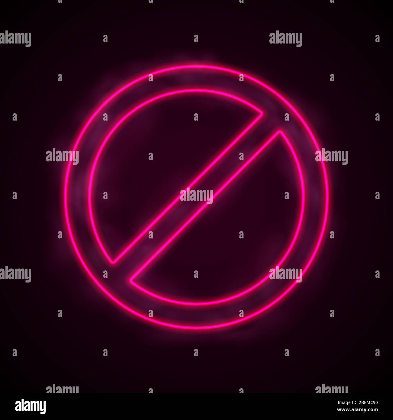 Not allowed sign. Neon glowing graphic design. Vector illustration ...