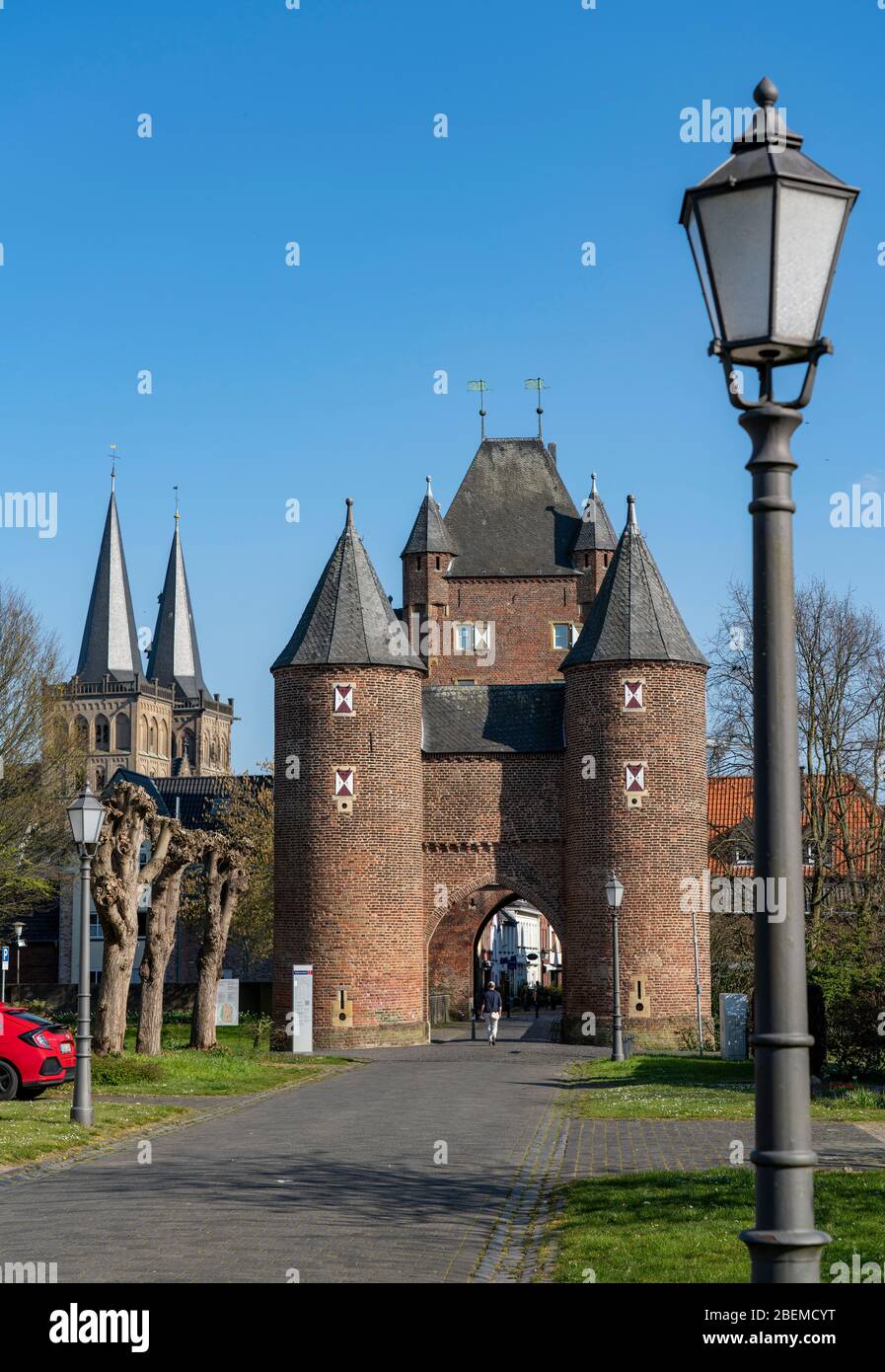 Cathedral and Klever Tor, double gate in Xanten, outer gate, with the ...