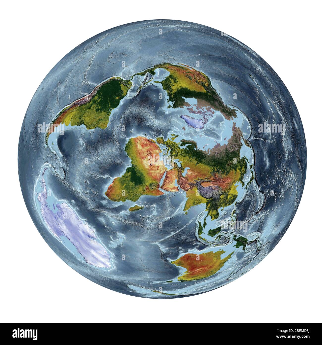 World Map showing land cover and shaded relief with a natural style and ...