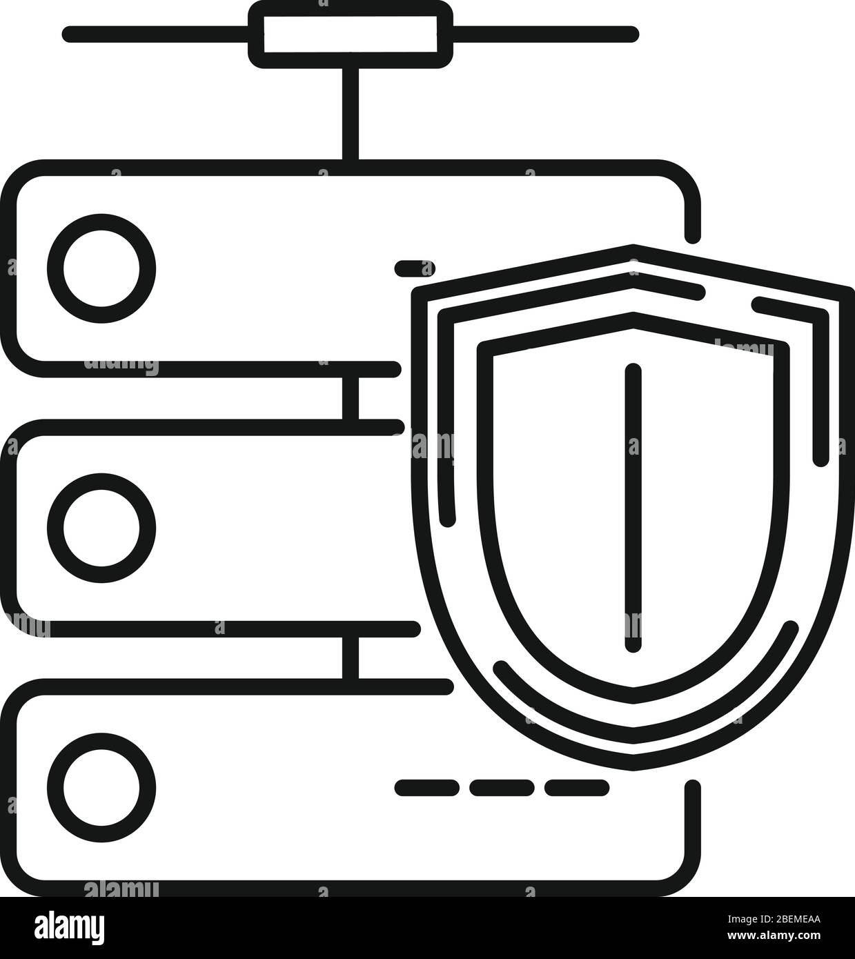Server protection shield icon. Outline server protection shield vector ...
