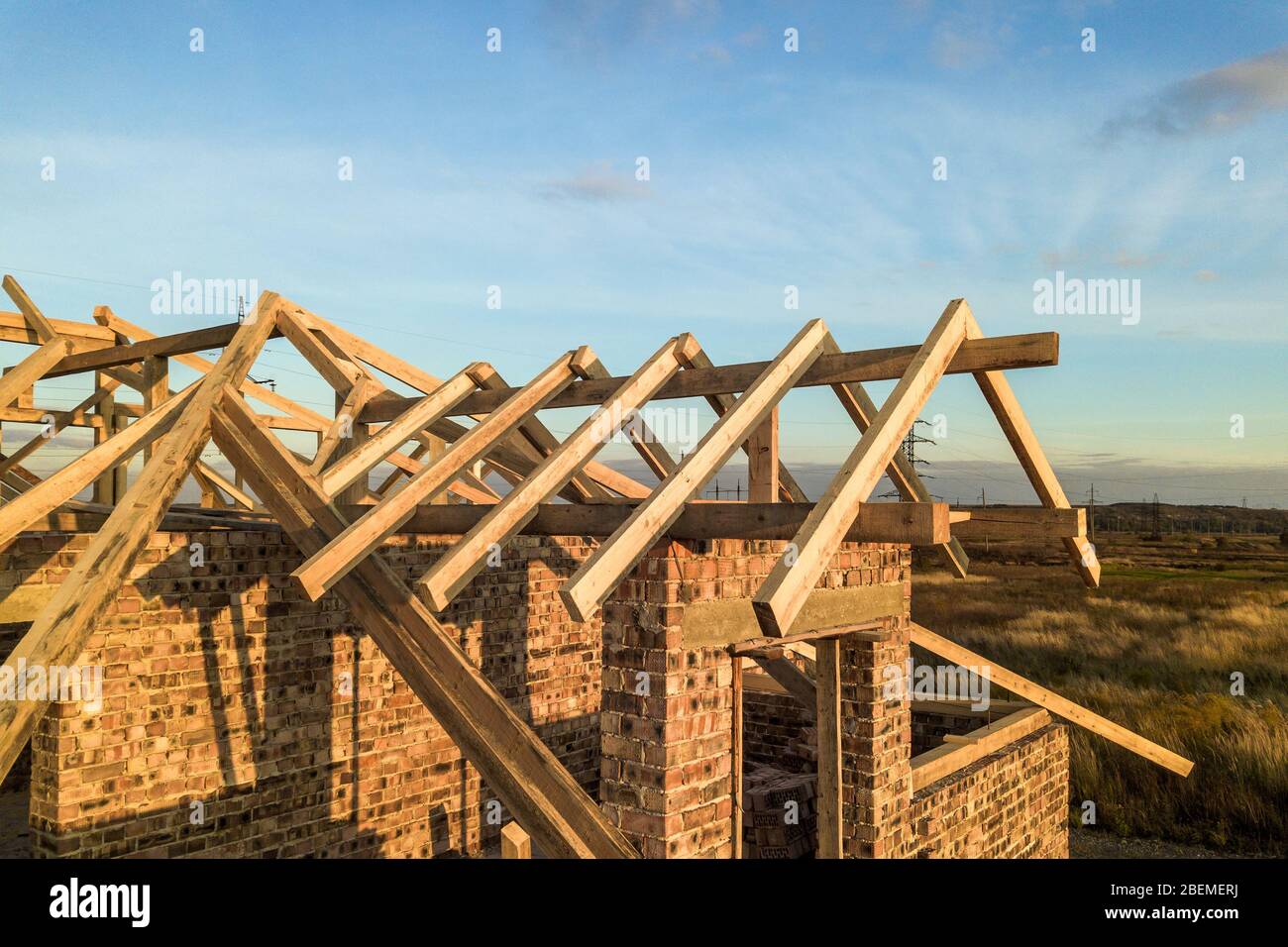 Installation progress rafters hi-res stock photography and images - Alamy