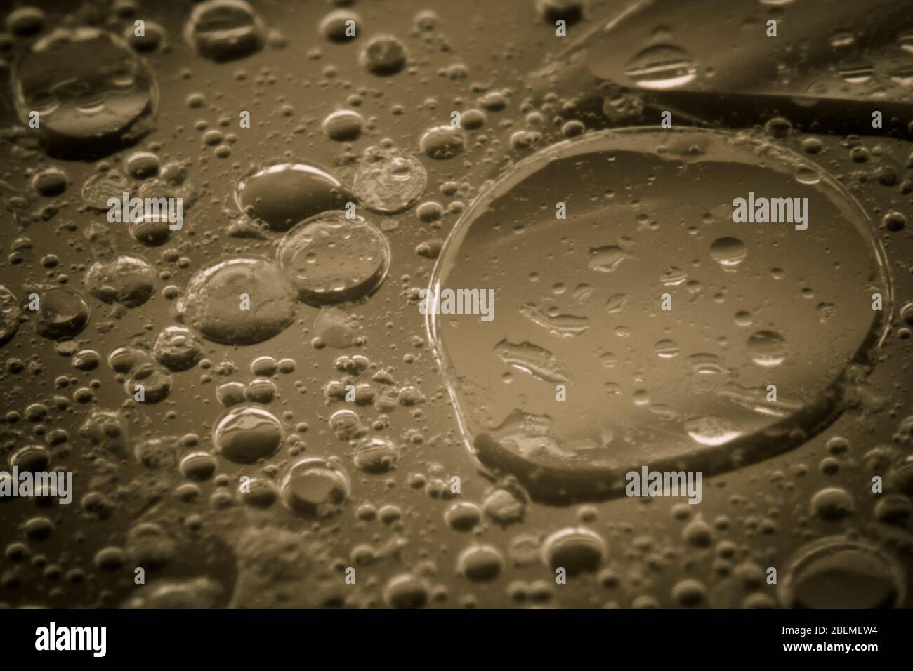 Macro shots bubbles look floating are tiny shapes of cooking oil mixed ...