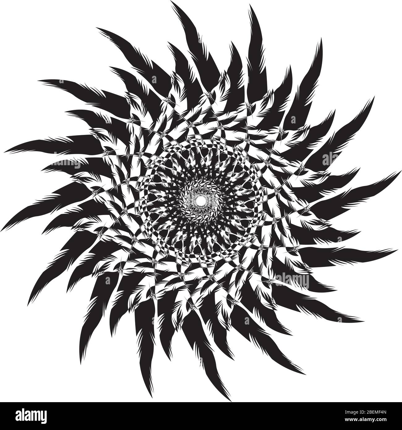 Circular geometric element(s), rotating radiating shapes on white Stock ...