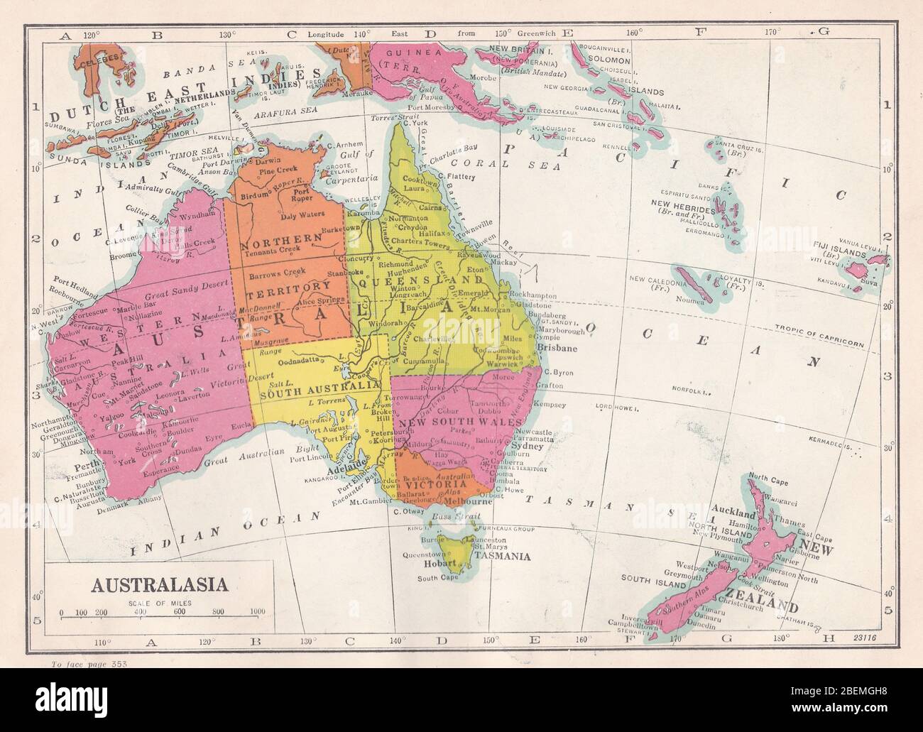 Vintage 1930s map of Australia Stock Photo - Alamy