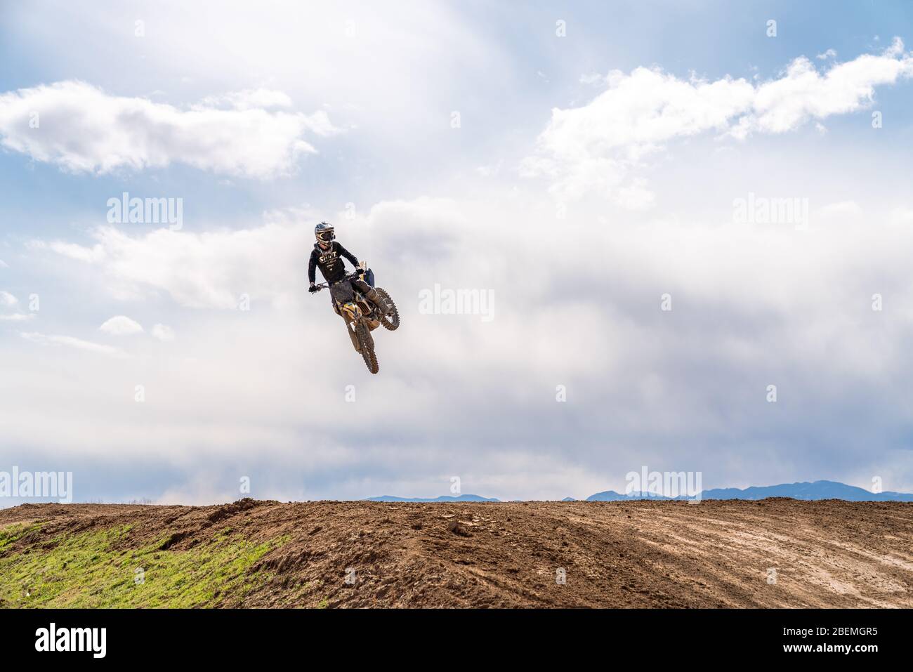 Dacono, CO/ USA- March29, 2020 Motocross riders race around the track ...