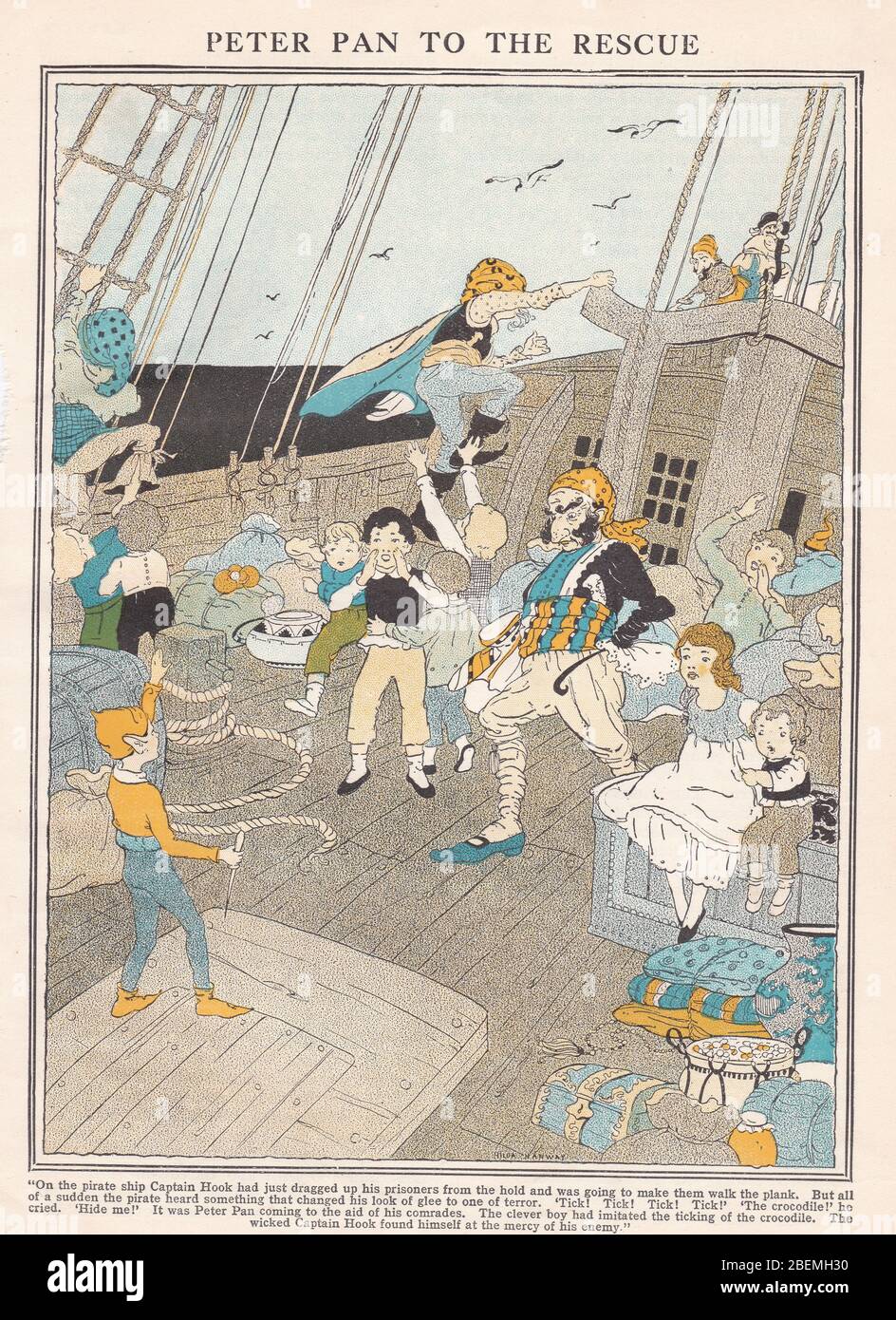 Vintage illustration of Peter Pan Story Stock Photo - Alamy