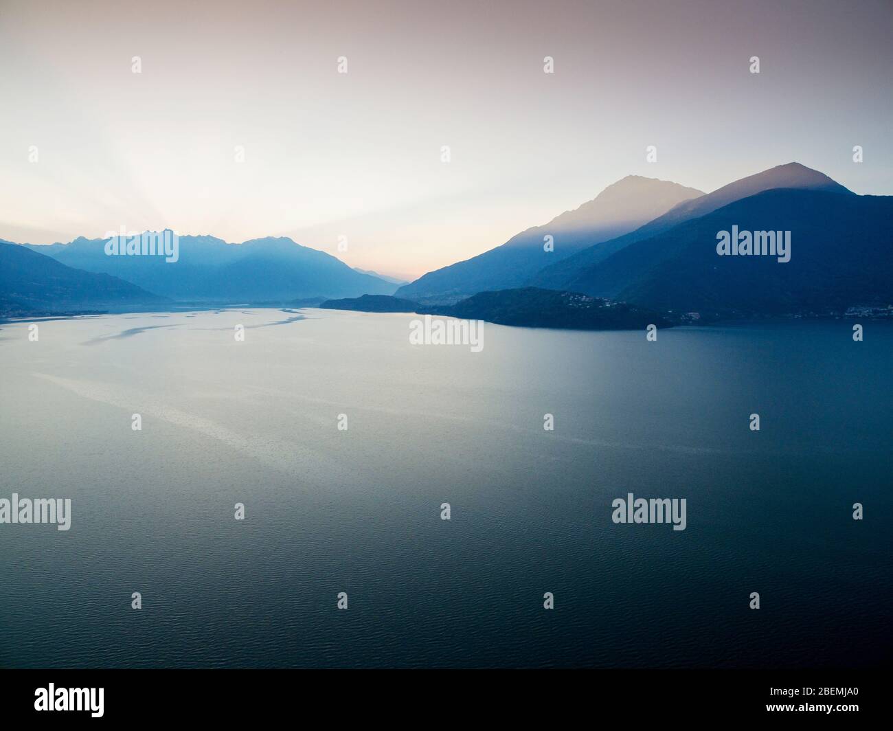 Lake Como - Aerial view at dawn from Dongo to the north Stock Photo - Alamy