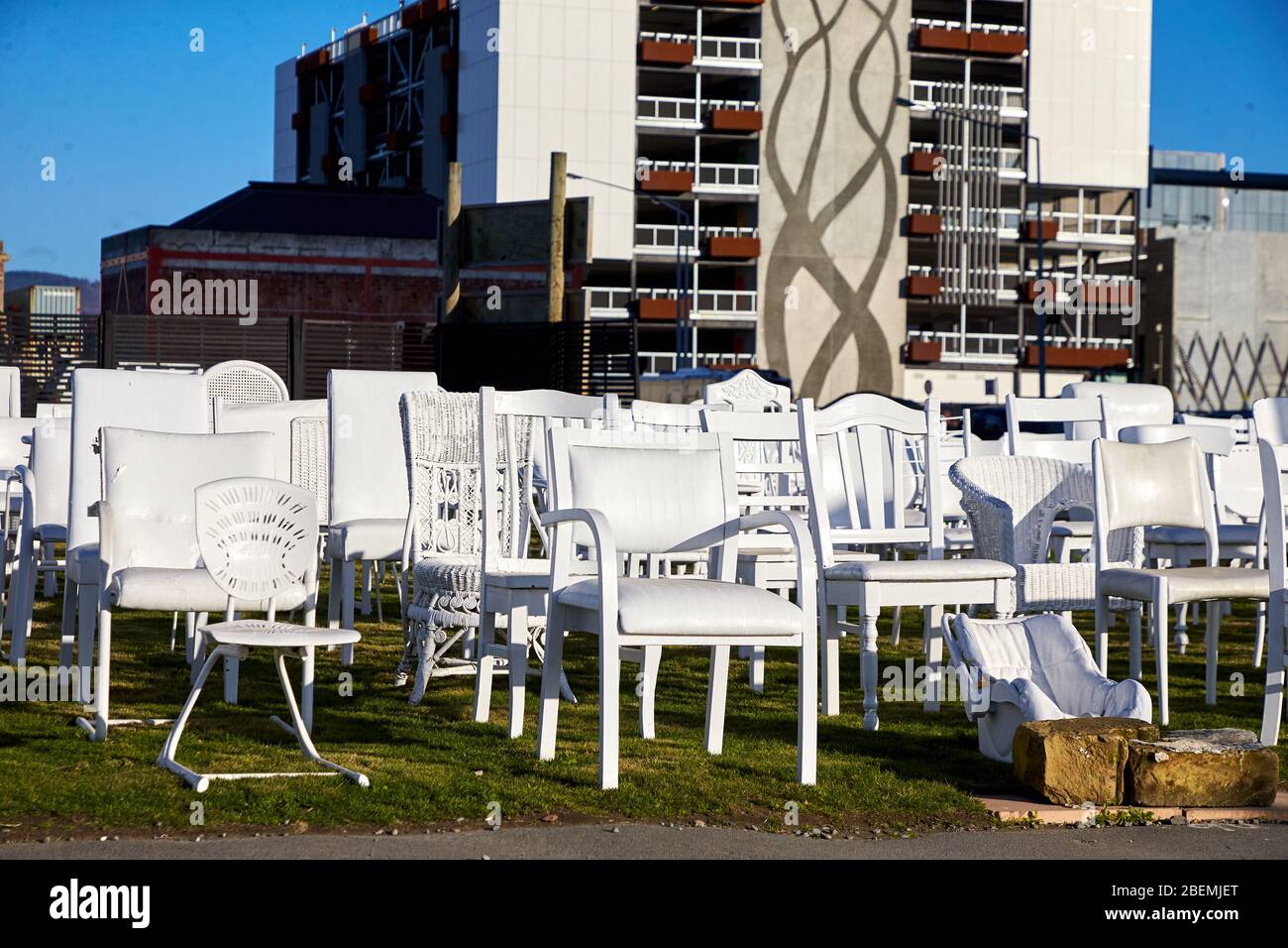 Christchurch, New Zealand - Jun 10, 2017: 185 empty chairs is an ...